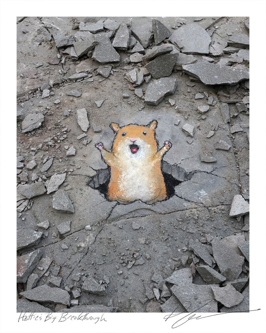 "Hattie's Big Breakthrough" print – street art by david zinn